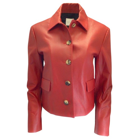 Rosetta Getty | Jackets & Coats | Rosetta Getty Red Utility Pebbled ...